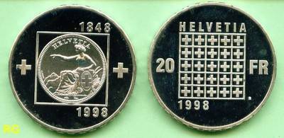 Schweiz 20 Franken - 150. Jahre Schweizerischer Bundesstaat - 1998 unz.