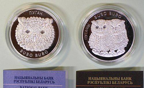 Weißrussland 2 x 20 Rubel 2010 - Uhu Eule Bubo - PP