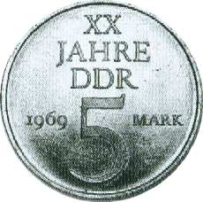 DDR 5 Mark 1969 20 Jahre DDR - stgl.